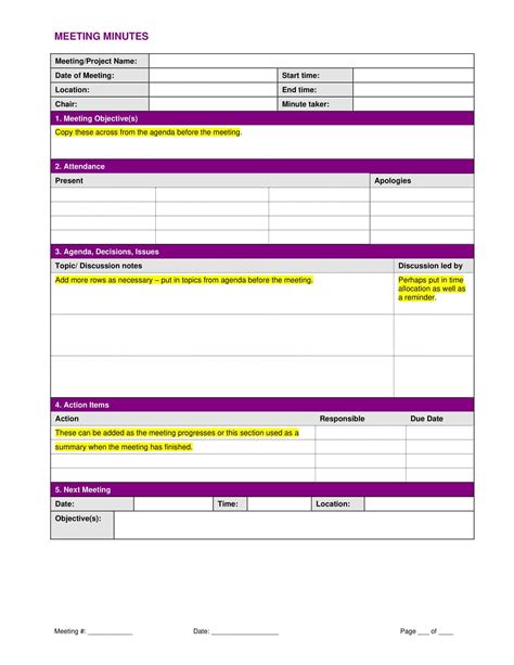 Free Printable Meeting Minutes Templates Word Excel Pdf