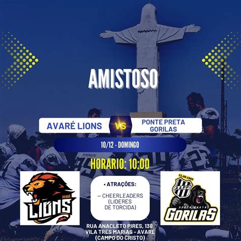 AVARÉ LIONS RECEBE A PONTE PRETA GORILAS EM AMISTOSO DE FUTEBOL