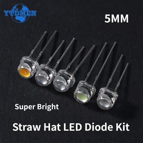 50 100PCS Straw Hat LED 5mm Super Bright LED Diode F5 Light Emitting
