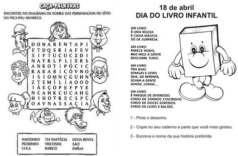 ATIVIDADES ESCOLARES E OUTROS DIA DO LIVRO INFANTIL ATIVIDADES