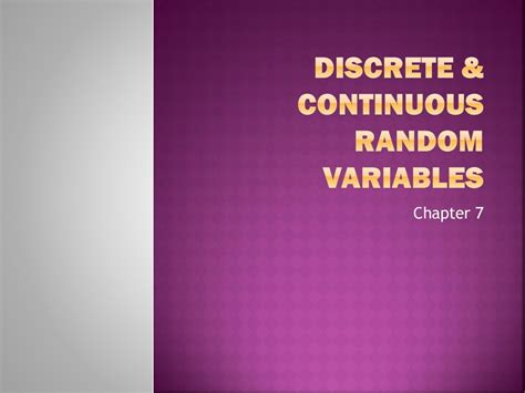 discrete and continuous random variables ppt download