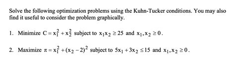 solved solve the following optimization problems using the
