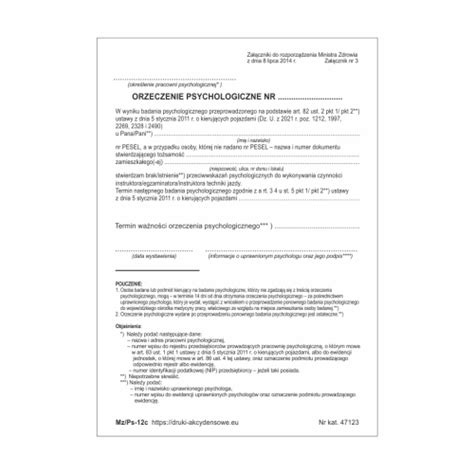 Orzeczenie Psychologiczne Druki Akcydensowe