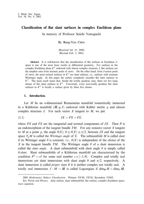 pdf classification of flat slant surfaces in complex euclidean plane