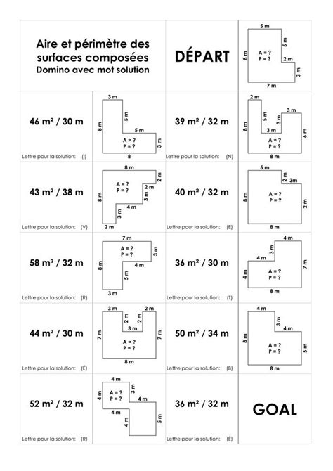 Rectangle et carré Aire et périmètre des surfaces composées Domino