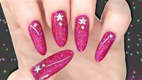 Hot Pink Ombre Nails With Glitter Get Ready To Shine