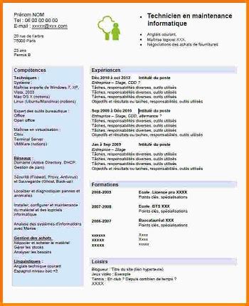 Exemple De Cv Technicien Informatique