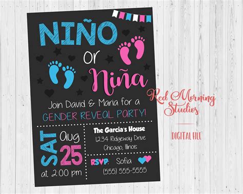 Fiesta Gender Reveal Party Invitation PRINTABLE Nino Or Nina Baby
