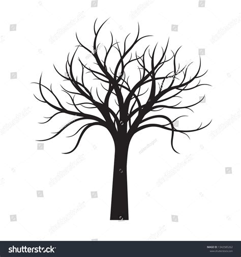 Black Naked Tree White Background Vector Stock Vector Royalty Free