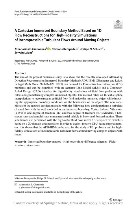 pdf a cartesian immersed boundary method based on 1d flow reconstructions for high fidelity