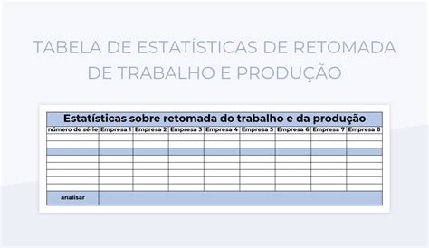 Modelos de Planilhas Tabela Estatística De Retomada De Trabalho E