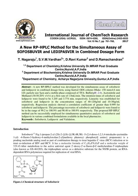 pdf a new rp hplc method for the simultaneous assay of sofosbuvir and ledipasvir in combined