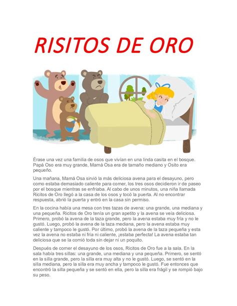 Risitos De Oro En 2023 Cuento Ricitos De Oro Risitos De Oro Mini