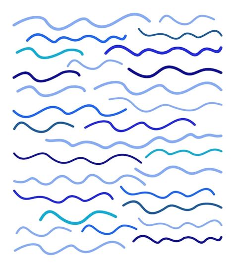 Conjunto de vectores de ondas azules líneas curvas de varias formas
