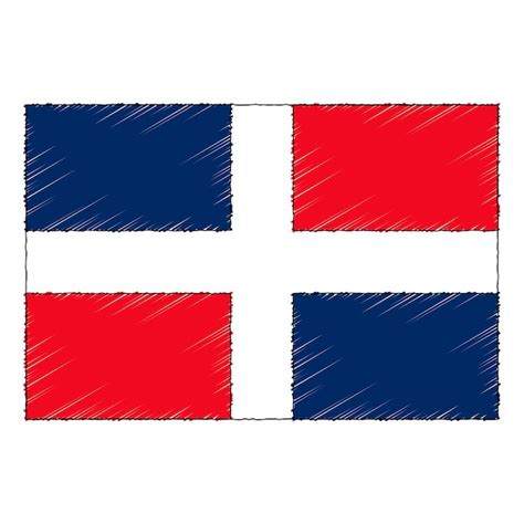 Croquis dibujados a mano bandera de república dominicana icono de