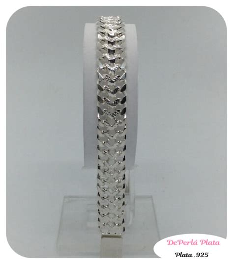 Pulso Tejido Cubano Diamantado Cm Cm Deperl Plata
