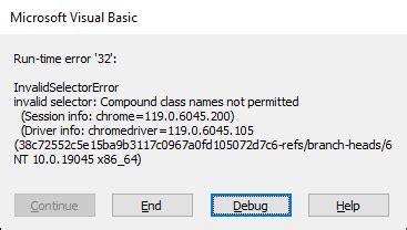 Excel VBA Selenium Chrome Struggling To Identify Button Element