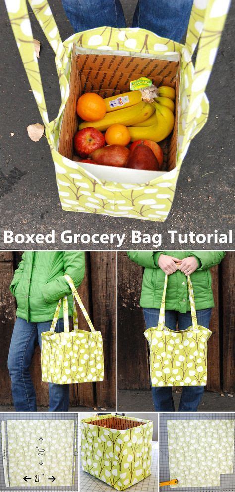 Boxed Grocery Bag Tutorial In Diy Sewing Projects Grocery Bag