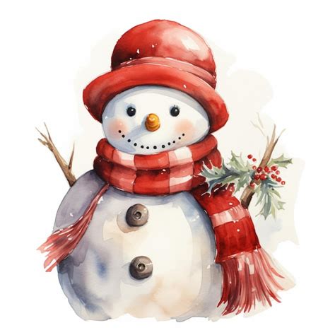 Premium AI Image There Is A Snowman With A Red Hat And Scarf