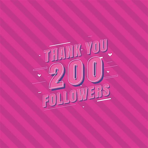 Premium Vector Thank You 200 Followers Celebration Greeting Card For