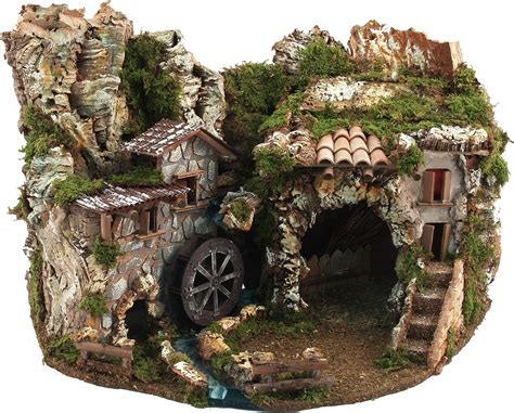 Ferrari Arrighetti Paese Per Presepe Con Lucine Mulino Che Si Muove