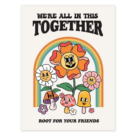 Retro Flower Poster Groovy Hippie Wall Art Retro 60s 70s Poster