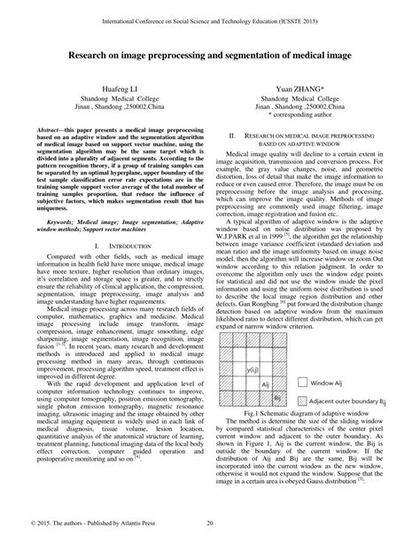 pdf research on image preprocessing and segmentation of medical image