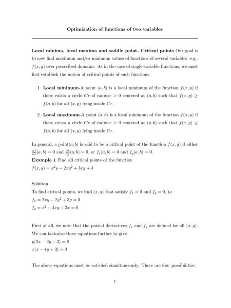 optimization notes pdf maxima and minima algorithms