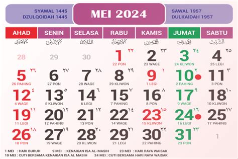 Kalender Mei 2024 Hari Libur Nasional Cuti Bersama Dan Peristiwa Penting