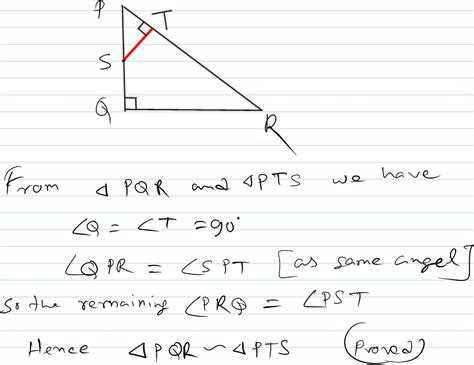 Triangle Pqr Is A Right Angled At Q And S Is Any Point On Pq St Is