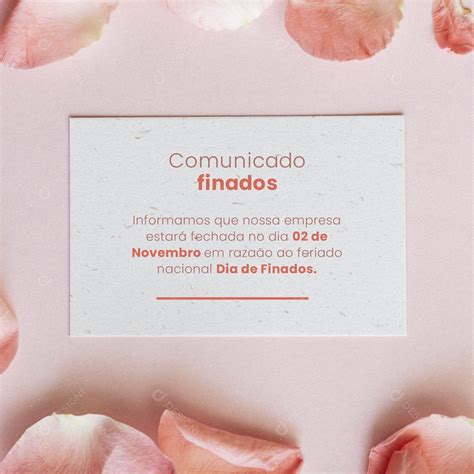 Comunicado Dia de Finados 02 de Novembro Social Media PSD Editável
