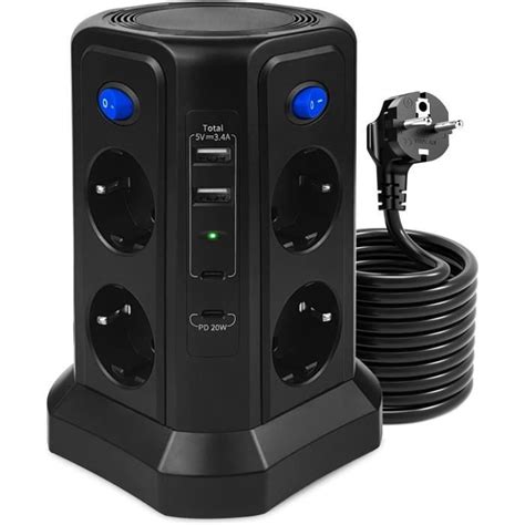 12 En 1 Tour Multiprise Electrique 3M 4000W 16A Prises Electriques