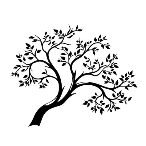 Silueta De Rbol Solitario Naturaleza Minimalista En Monocromo Vector