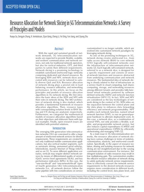 resource allocation for network slicing in 5g telecommunication networks a survey of principles