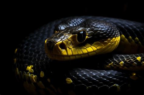 Una Serpiente Con Una Raya Amarilla En El Cuello Foto Premium