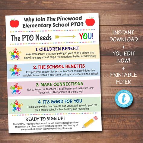 EDITABLE PTO PTA Recruitment Flyer Printable Handout School