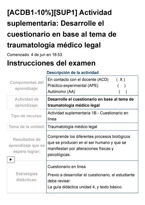 Examen ACDB 1 10 SUP 1 Actividad Suplementaria Desarrolle El