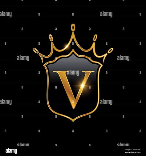 A Vector Illustration Of Initial V Monogram Alphabet With A Crown And