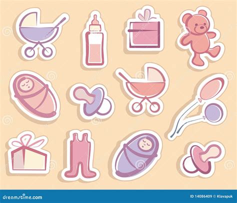 Etiquetas Engomadas Del Bebé Ilustración del Vector Ilustración de