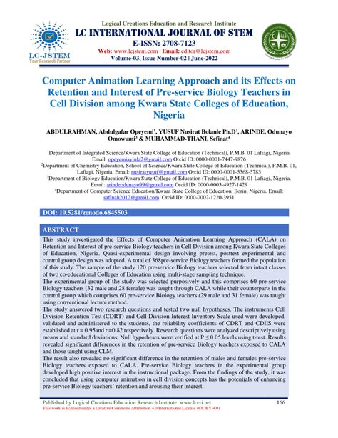 pdf computer animation learning approach and its effects on retention and interest of pre