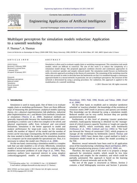 pdf multilayer perceptron for simulation models reduction application to a sawmill workshop