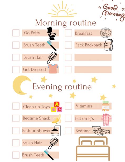 Set Of Two Morning Evening Routine Visual Aids Behavior Analyst