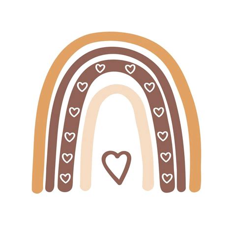 Boho Rainbow In Pastel And Brown Colors Isolated On White Scandinavian