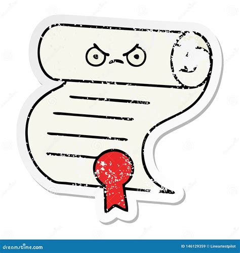Pegatina Angustiada De Un Lindo Contrato De Caricatura Ilustración del