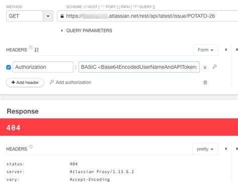 solved jira api authentication 404 on get request