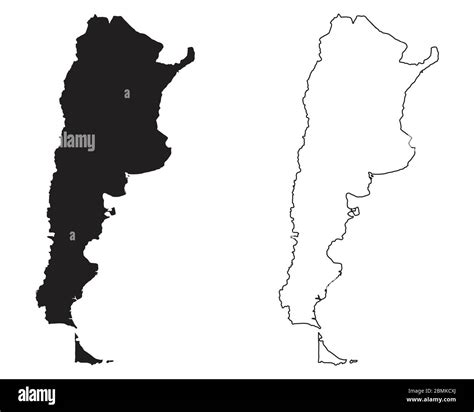 Mapa de país de Argentina Silueta y contorno negros aislados sobre
