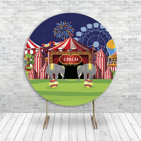 Painel Redondo Sublimado Circo Em Tecido X M Rd