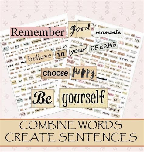 Digital Collage Sheet Words Sentences Phrase Quotes Etsy Canada