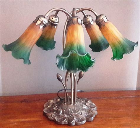 lampe tulipe 5 branches Art déco Laiton Pâte de verre Catawiki