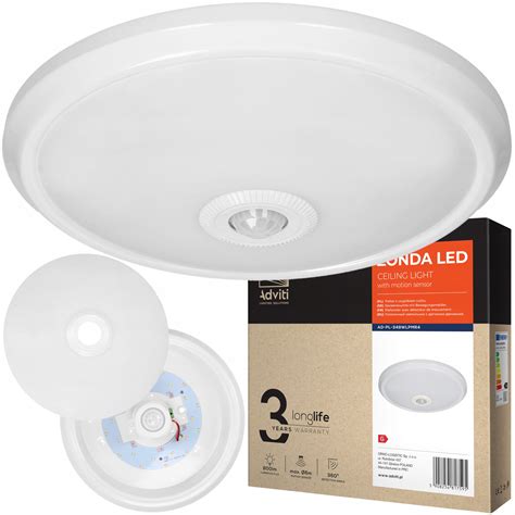 PLAFON Z CZUJNIKIEM RUCHU I ZMIERZCHU 360 LAMPA SUFITOWA LED 12W AD